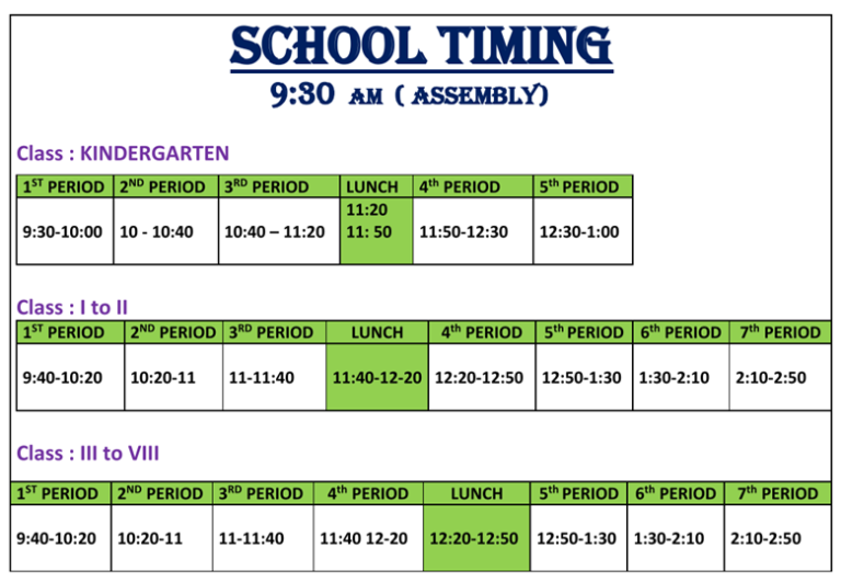 School Timing - Alpha Mission School